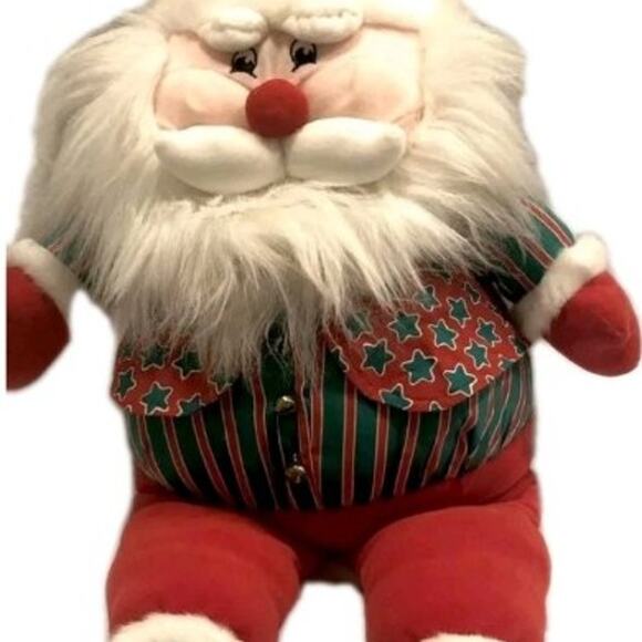 Toys | Vintage Santa Plush Rn 13711 26 Tall Red And Green Suit Jingle ...